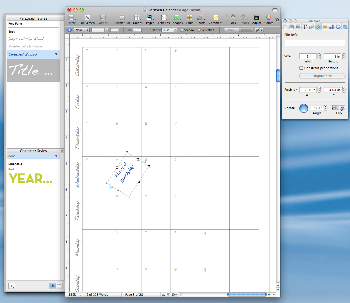 Create a Calendar with iWork’s Pages – Publisher's Corner